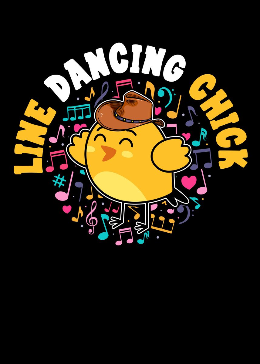 'Line Dancing Chick' Poster, picture, metal print, paint by NAO | Displate