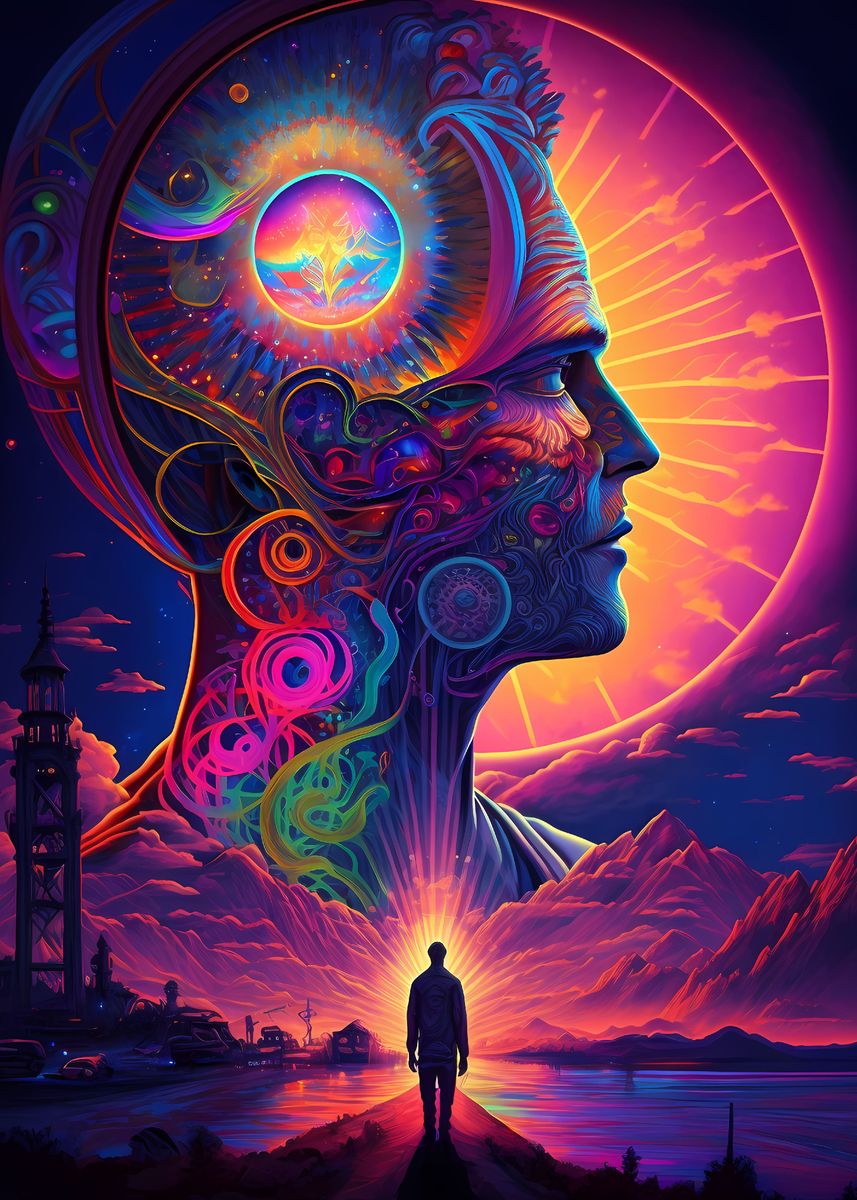 'psychedelic' Poster, picture, metal print, paint by Freddie | Displate