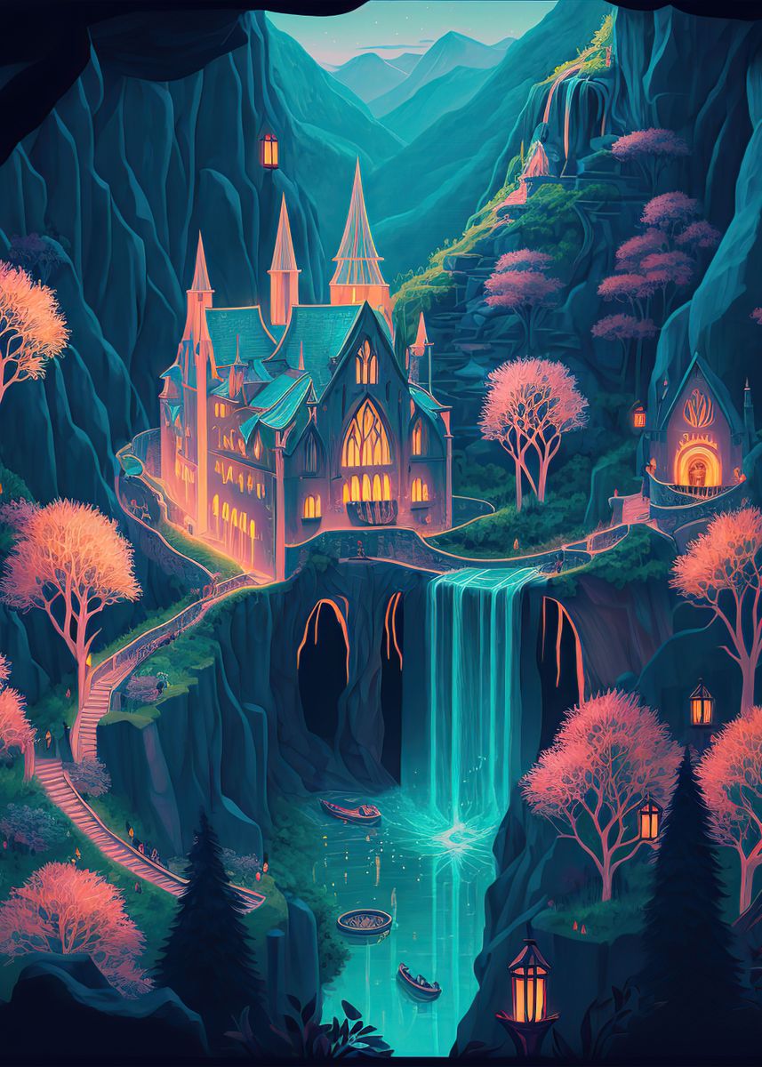 'Castle Landscape' Poster, picture, metal print, paint by Yannis Denton ...