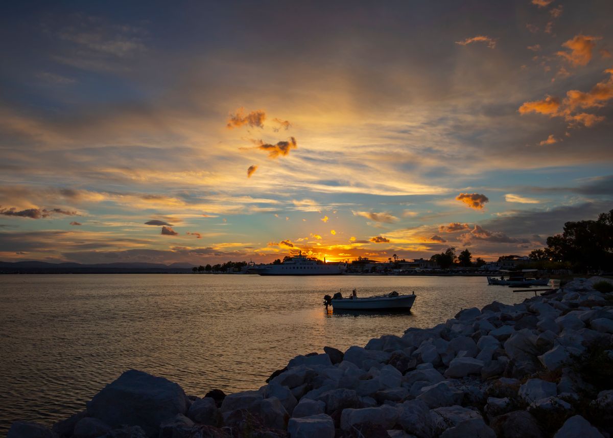 'Sunset on a greek island' Poster by anettastar | Displate