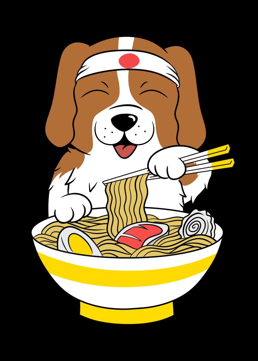 'Cavalier Dog Ramen' Poster, picture, metal print, paint by PetPrints ...