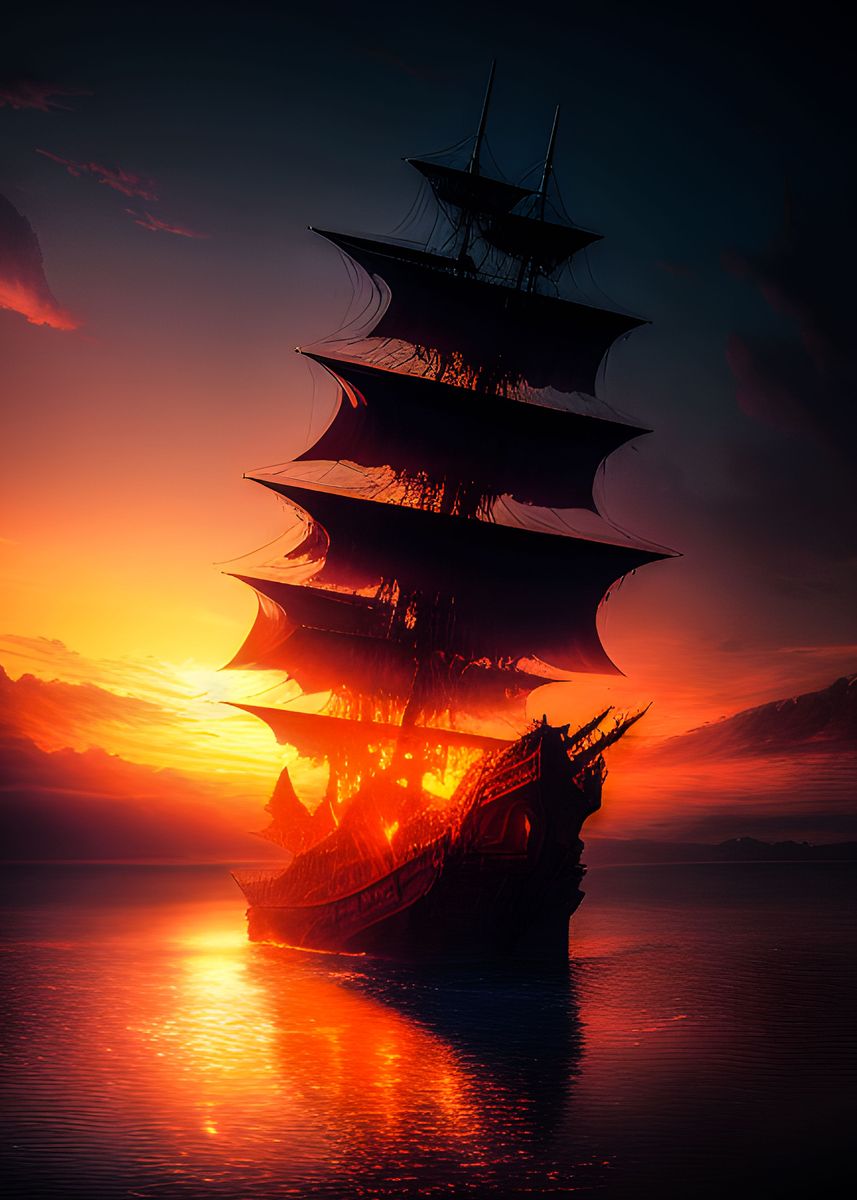 'Fantasy Ghost Ship' Poster, picture, metal print, paint by ANDRE MCKAY ...