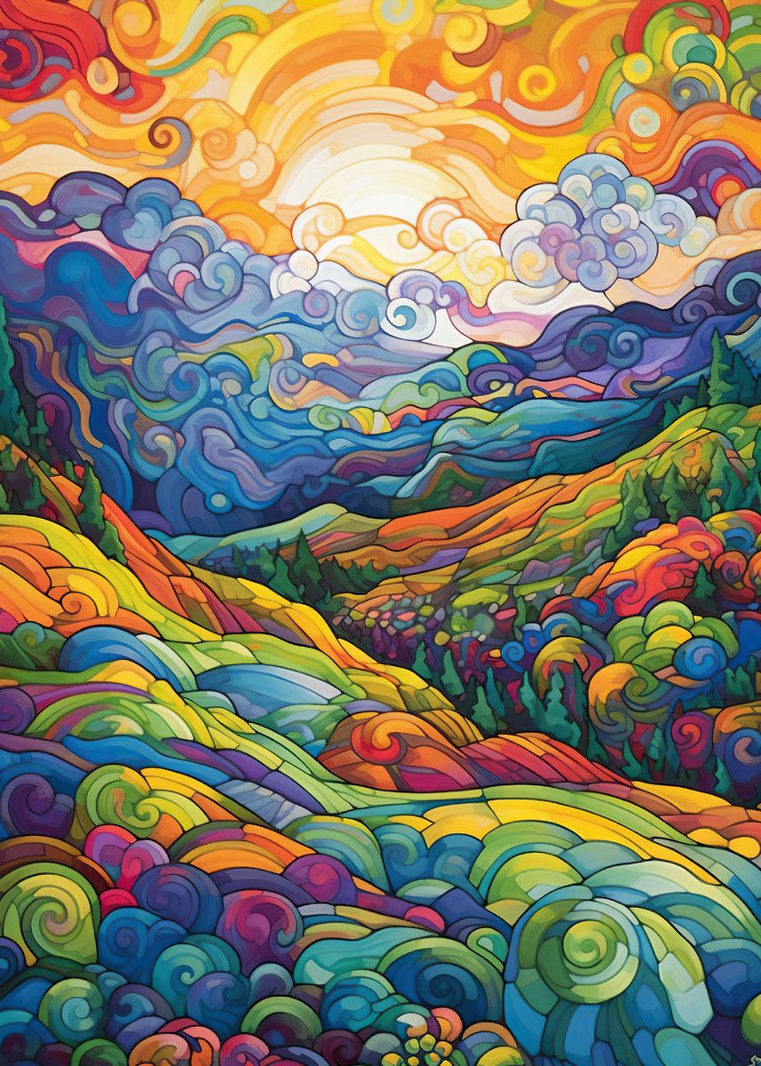 'psychedelic' Poster, picture, metal print, paint by Freddie | Displate