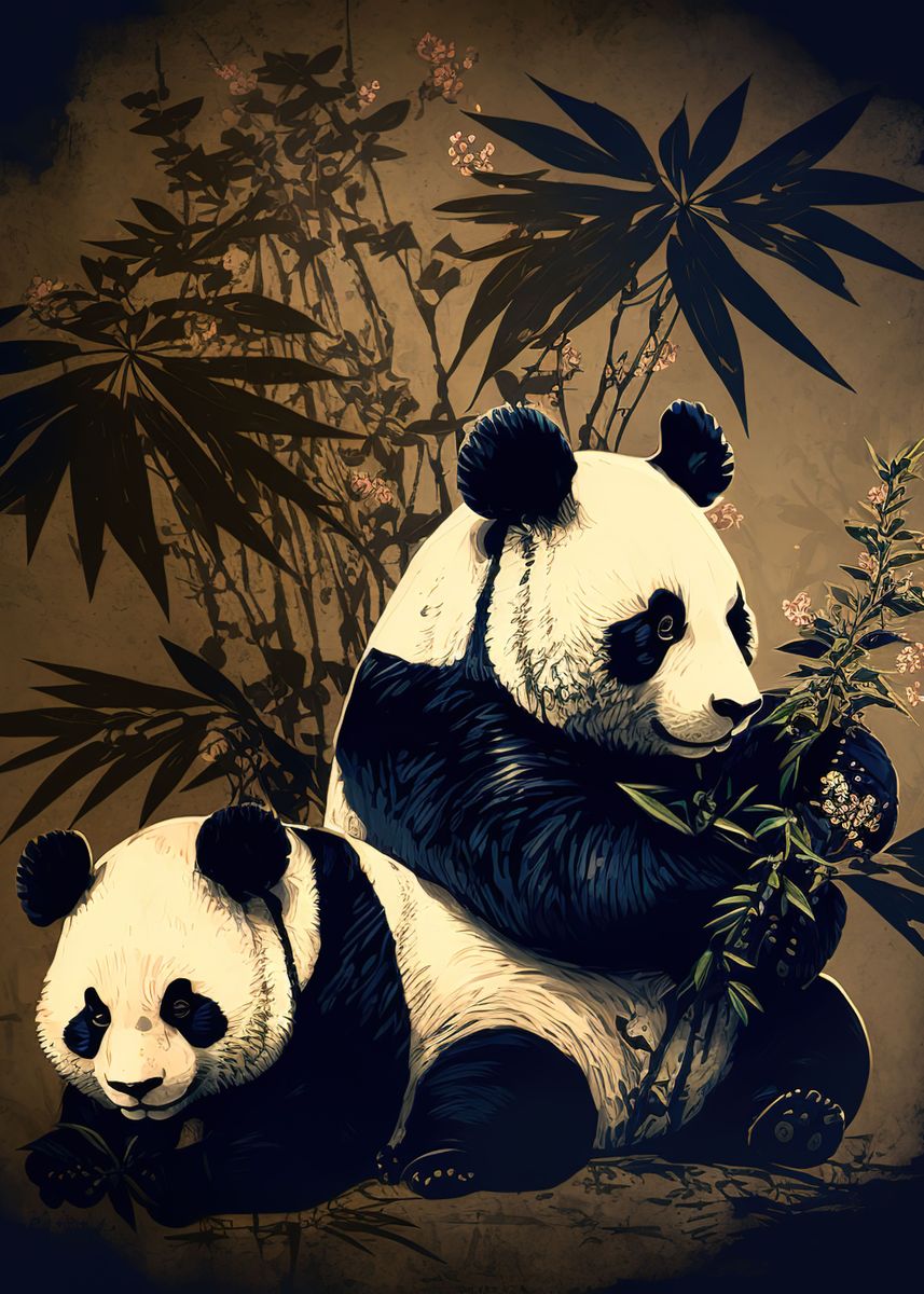 'panda bamboo japan ' Poster, picture, metal print, paint by Hari ...