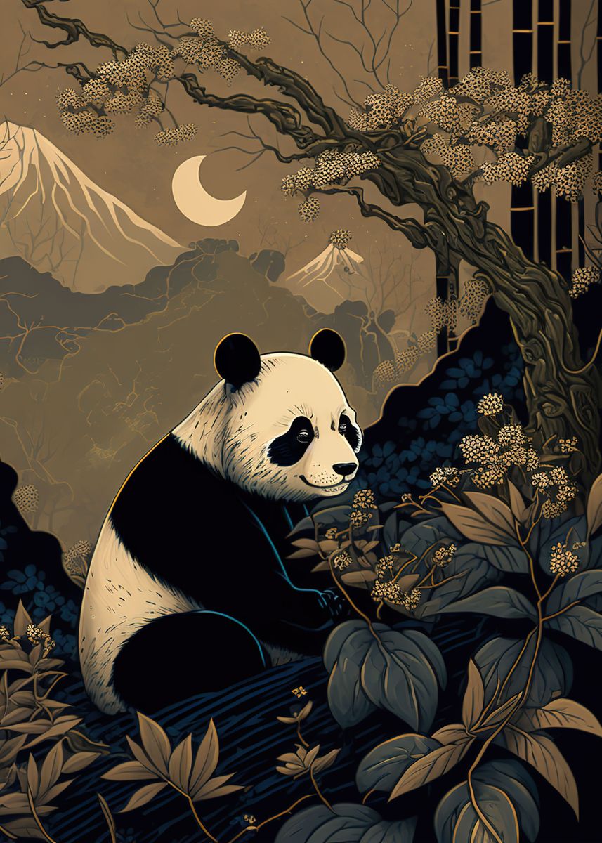 'panda bamboo japan ' Poster, picture, metal print, paint by Hari ...