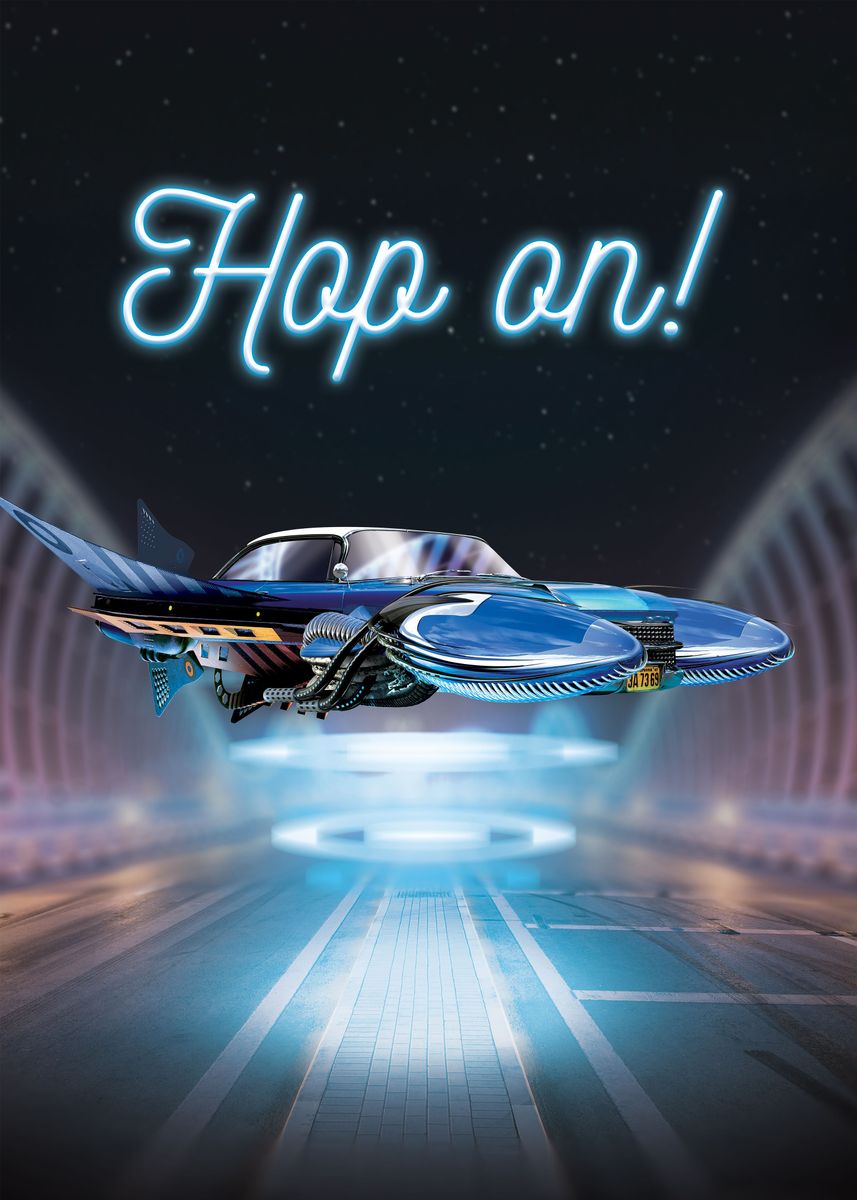 'Flying Car' Poster, picture, metal print, paint by Adam | Displate