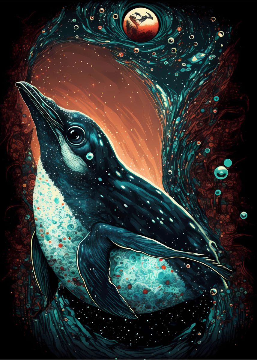 'Penguin Mythical beasts' Poster, picture, metal print, paint by Amalia ...