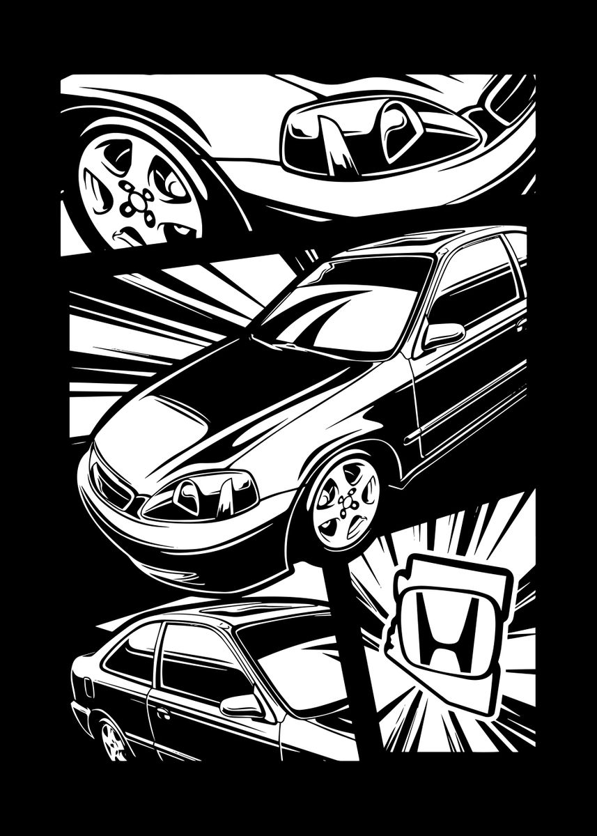 'Honda Civic' Poster, picture, metal print, paint by Faissal Thomas ...