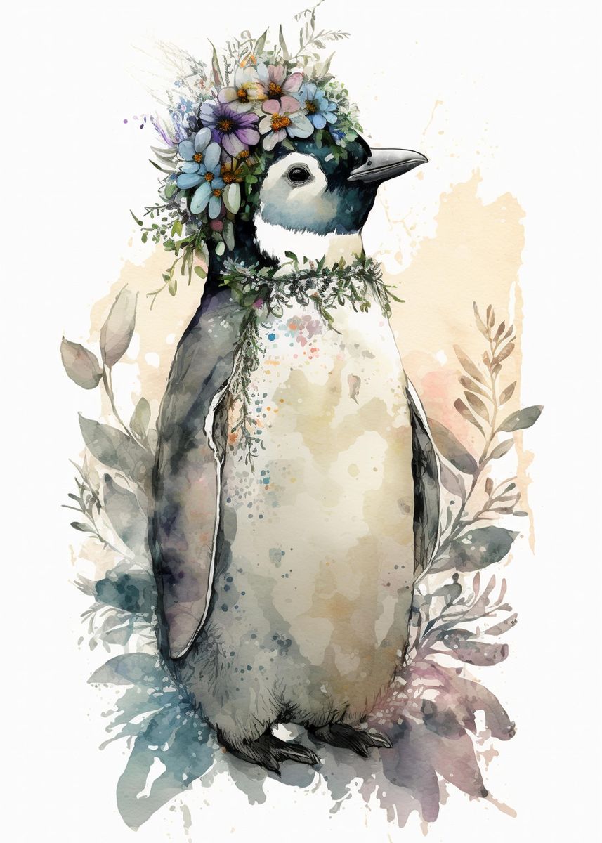 'Penguin Watercolor Art' Poster, picture, metal print, paint by ...
