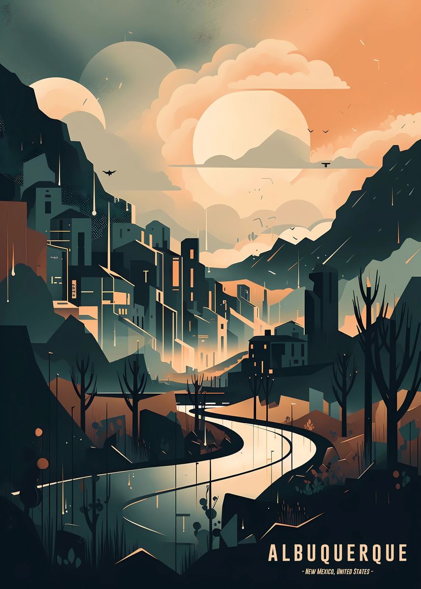 'Albuquerque City view' Poster, picture, metal print, paint by Elysian ...