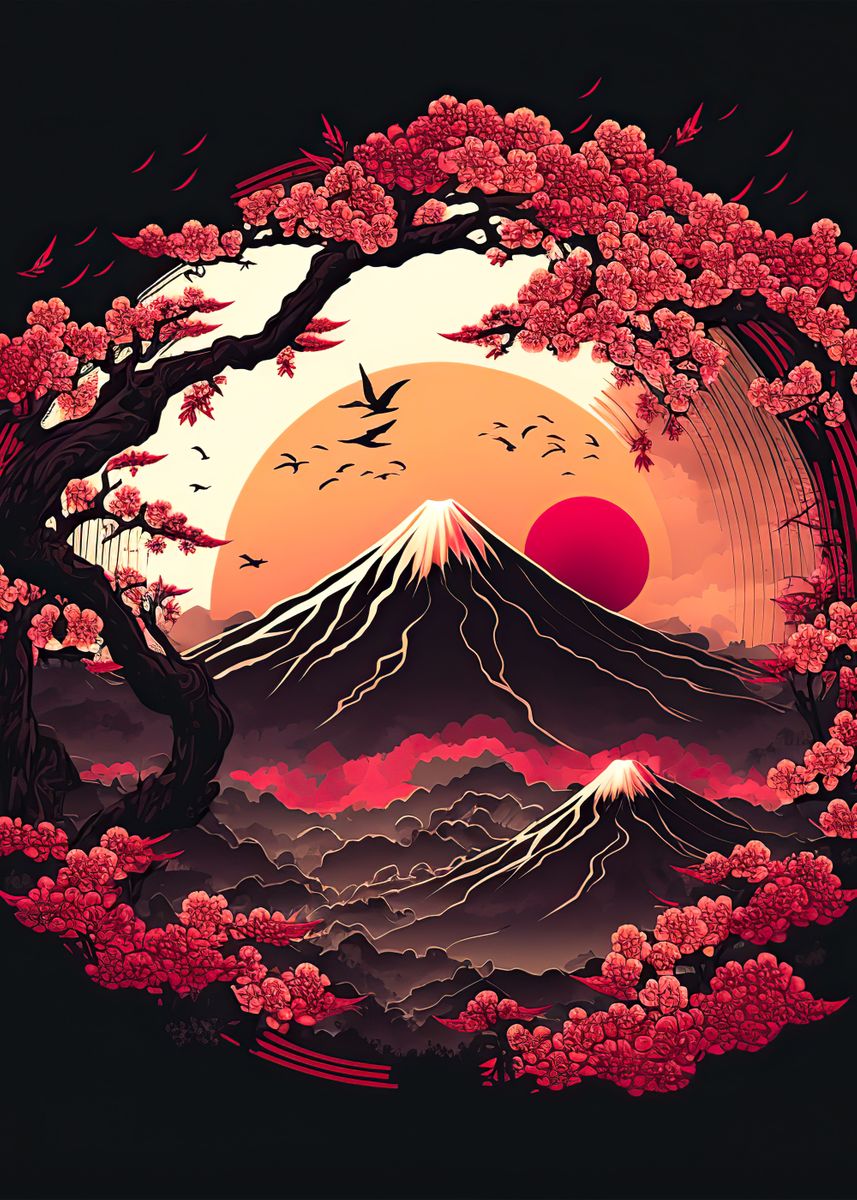 'Japanese landscape' Poster, picture, metal print, paint by Desiree ...