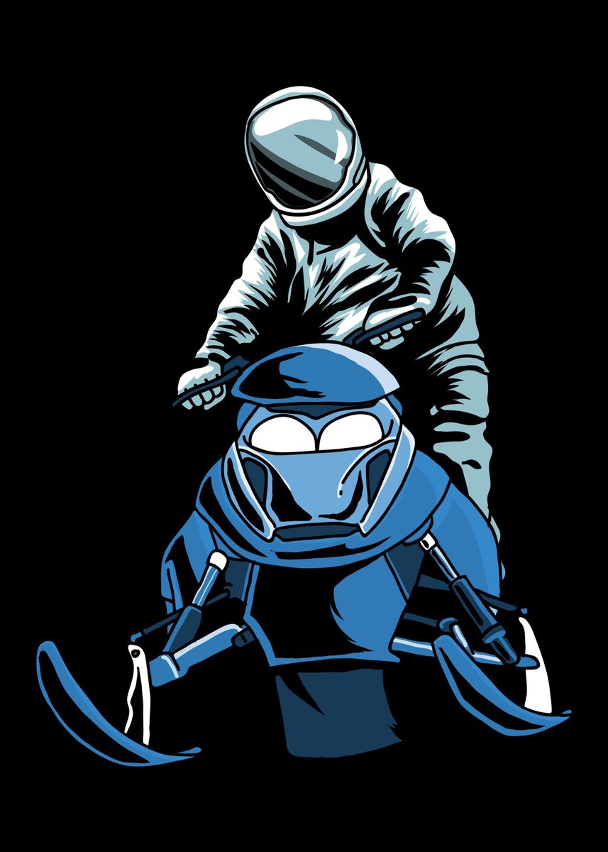 'Snowmobile Snowmobiling' Poster, picture, metal print, paint by ...