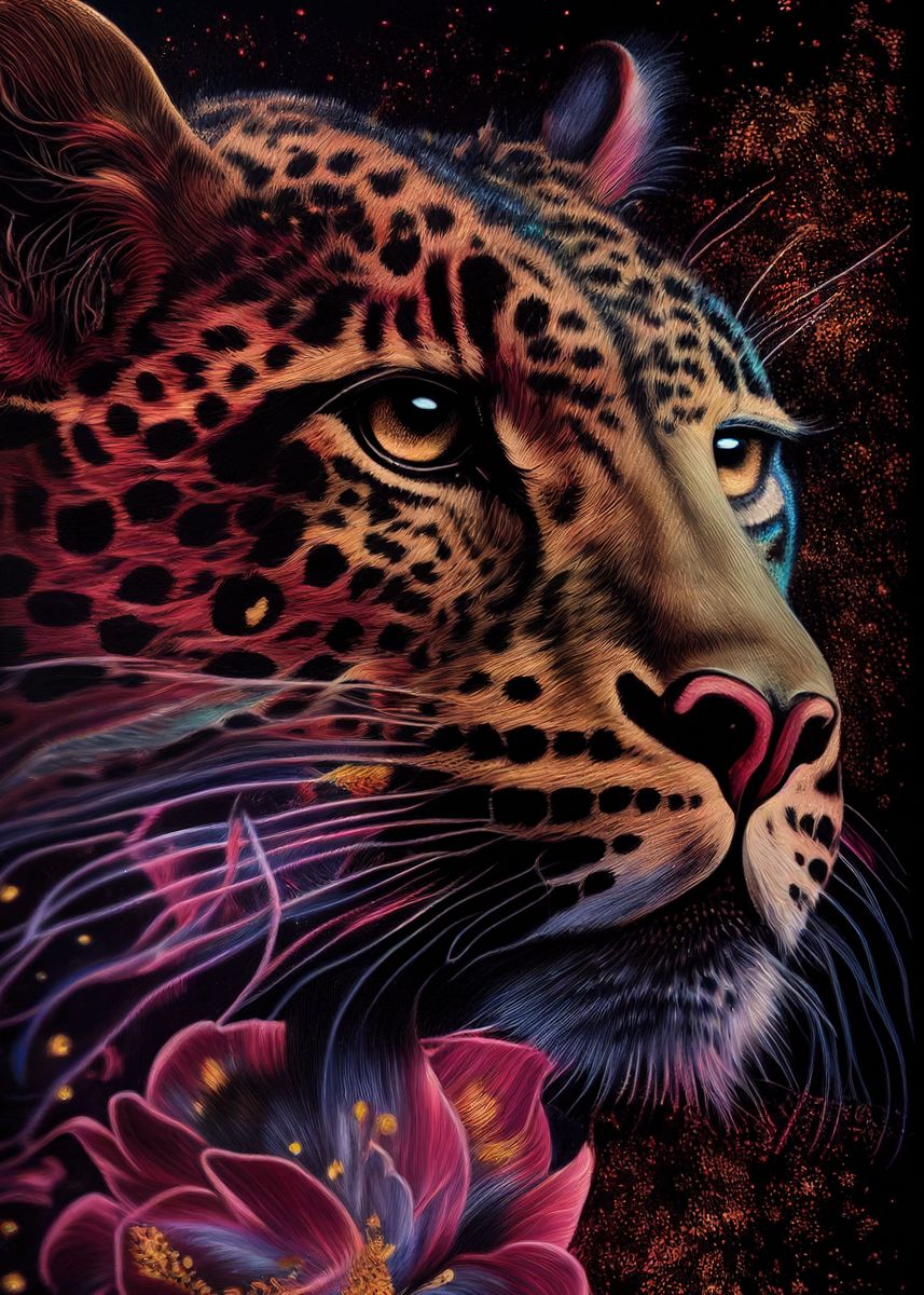 'Colorful Cheetah Animal' Poster, picture, metal print, paint by ...
