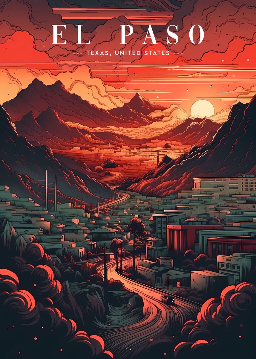 'El Paso Skyline cityscape' Poster, picture, metal print, paint by ...