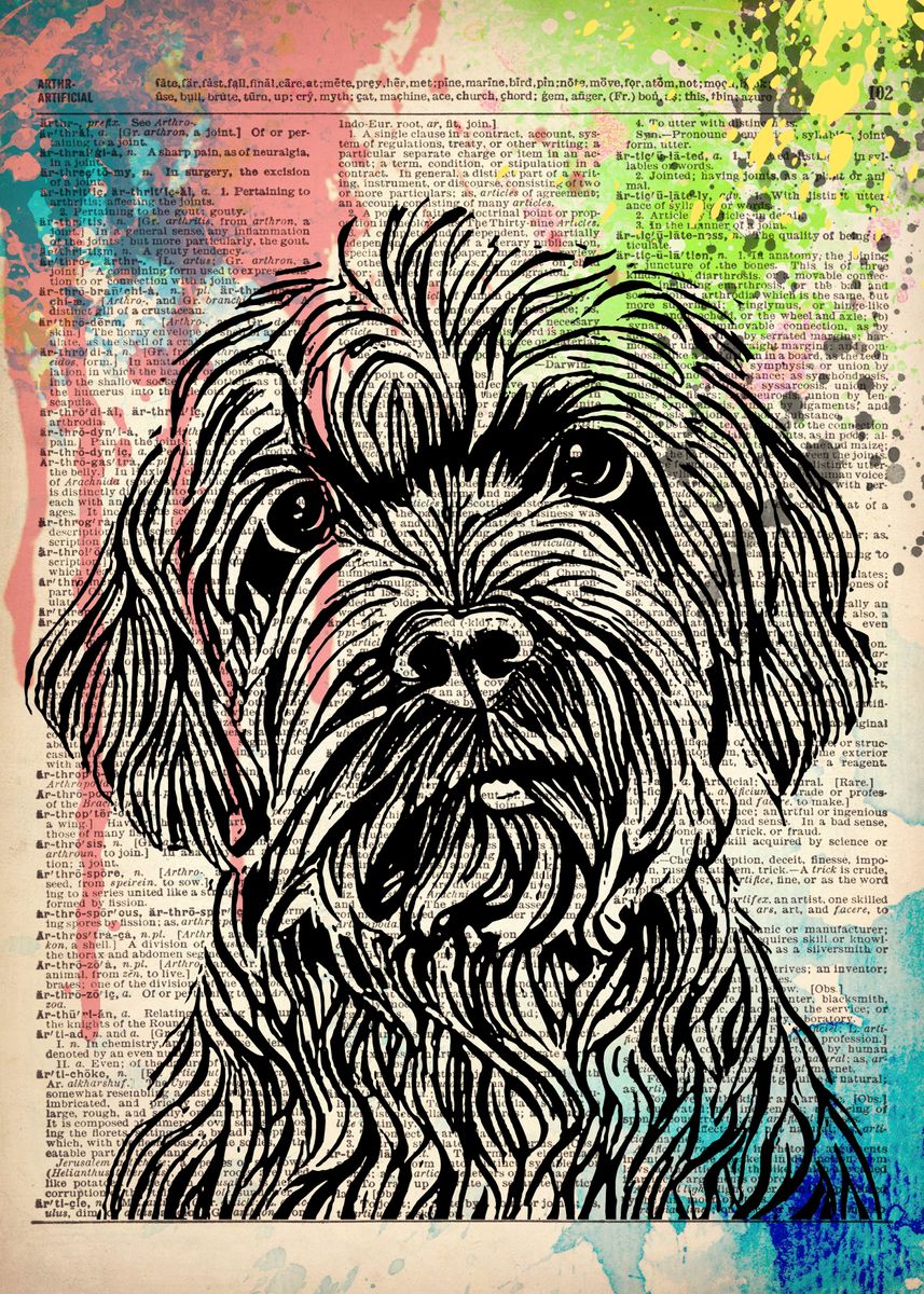 'Cockapoo Dog line drawing ' Poster, picture, metal print, paint by Art ...