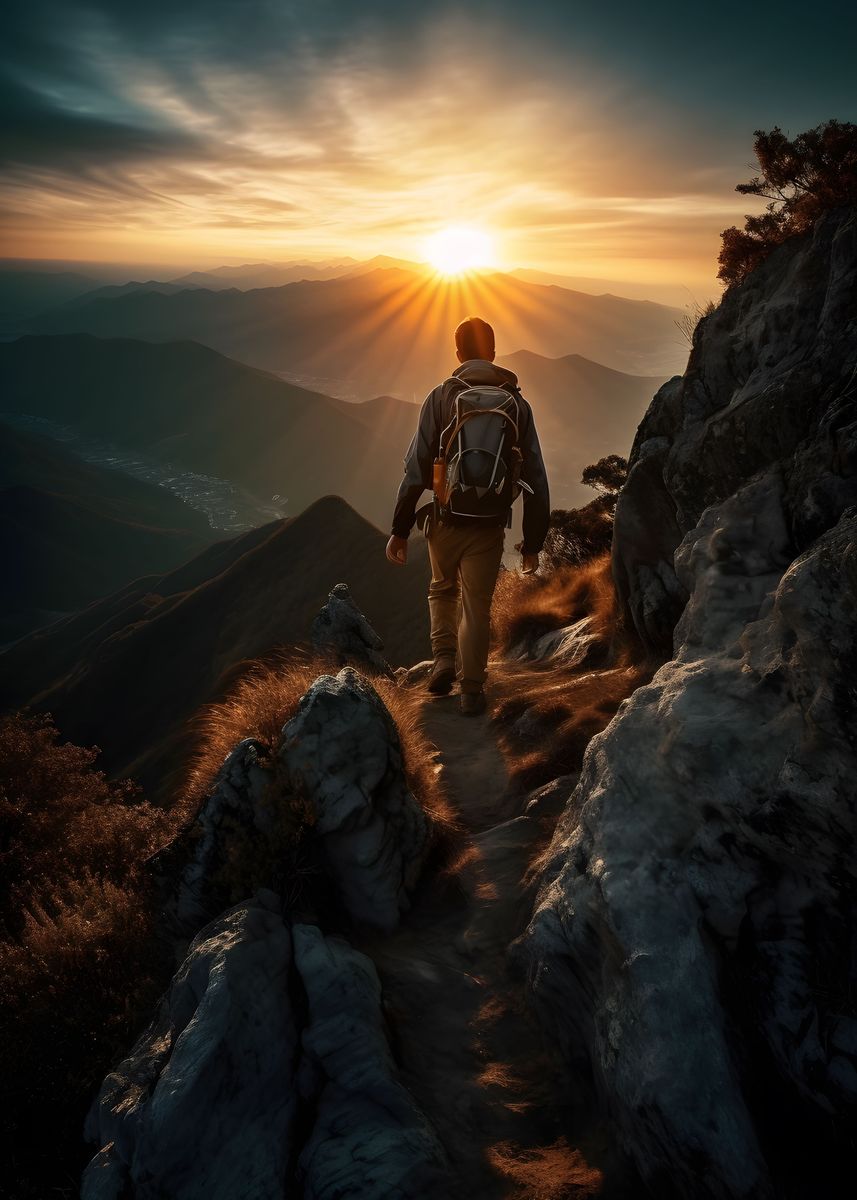 'Mountain Explorer' Poster, picture, metal print, paint by David ...