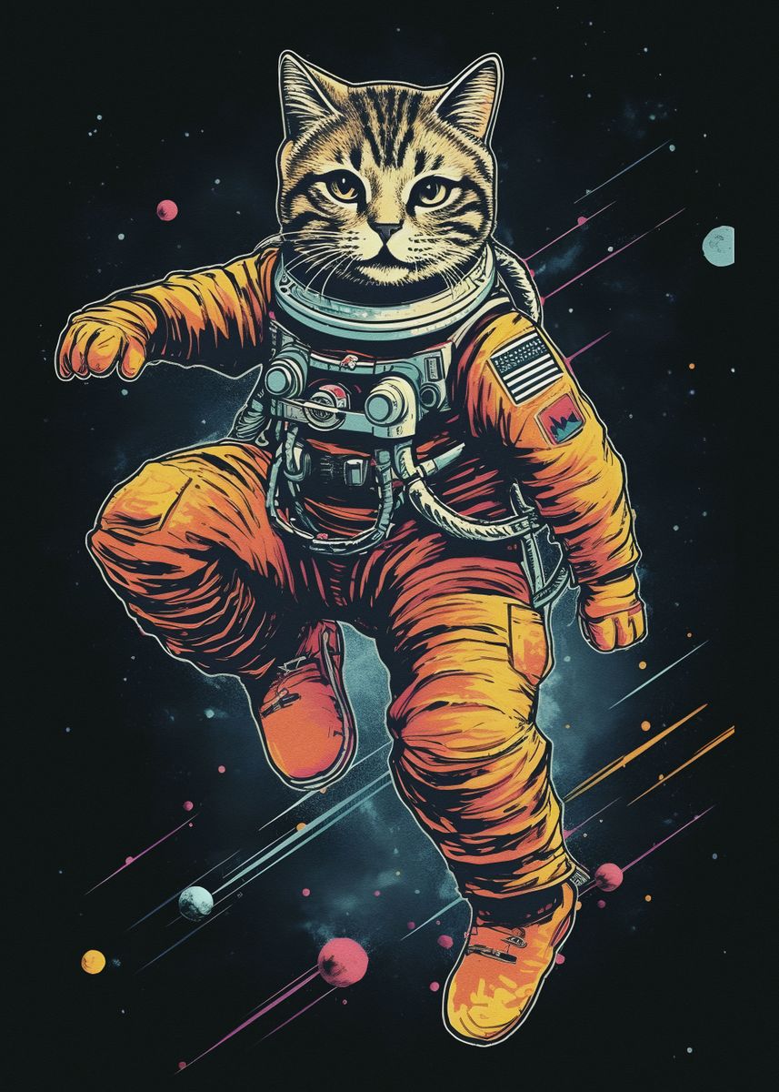 'Astrocat 2' Poster, picture, metal print, paint by Horace Laura | Displate