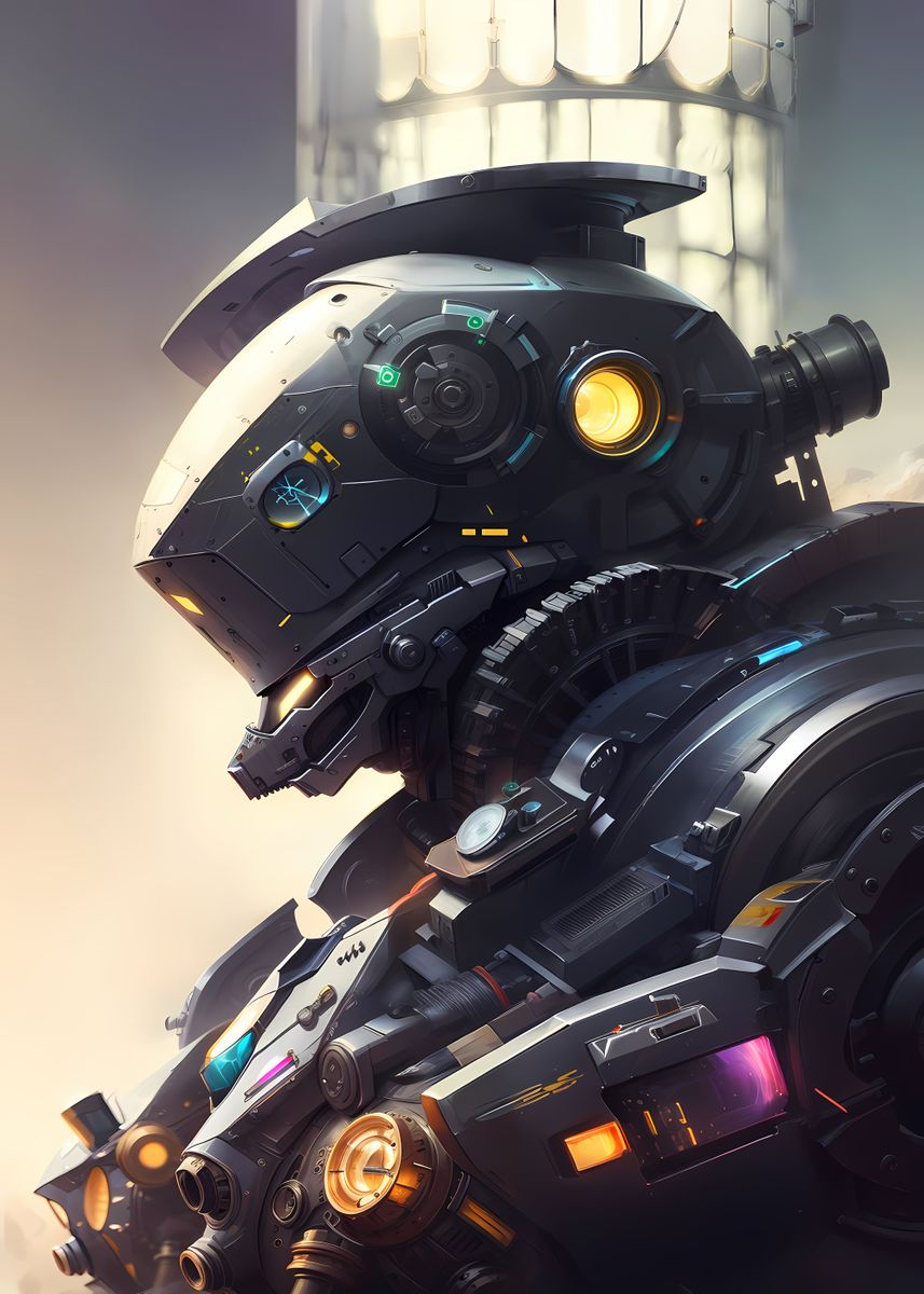 'Mechanical Android Hunter' Poster, picture, metal print, paint by ...