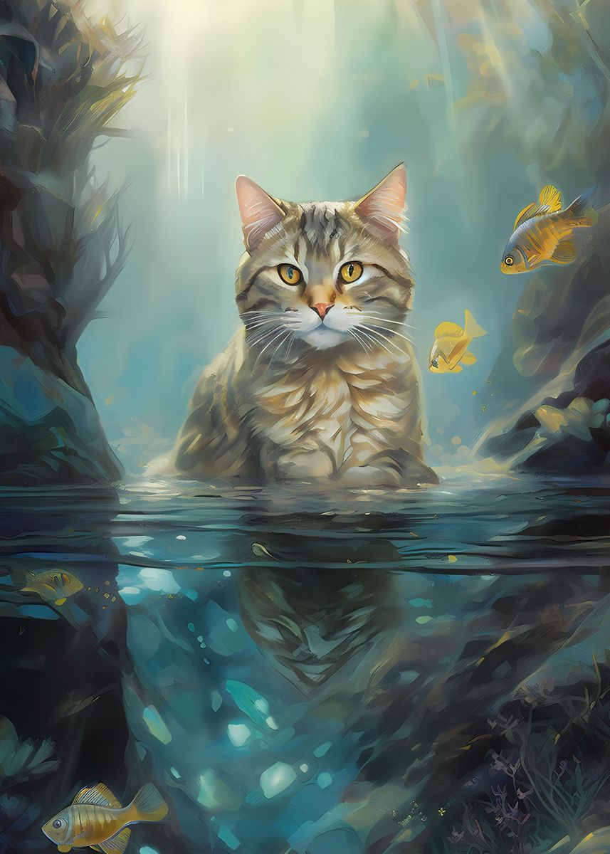 'Cat' Poster, picture, metal print, paint by Robet Erick | Displate