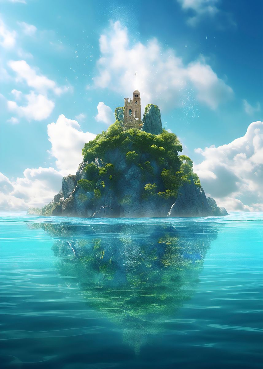 'ruins island' Poster, picture, metal print, paint by Nathan Ponty ...