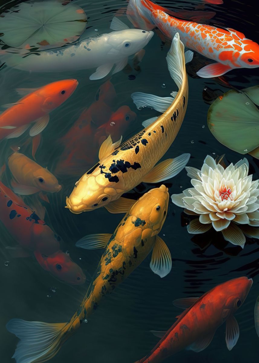 'Beautiful Goldfish swimmin' Poster by MAD SPACE | Displate