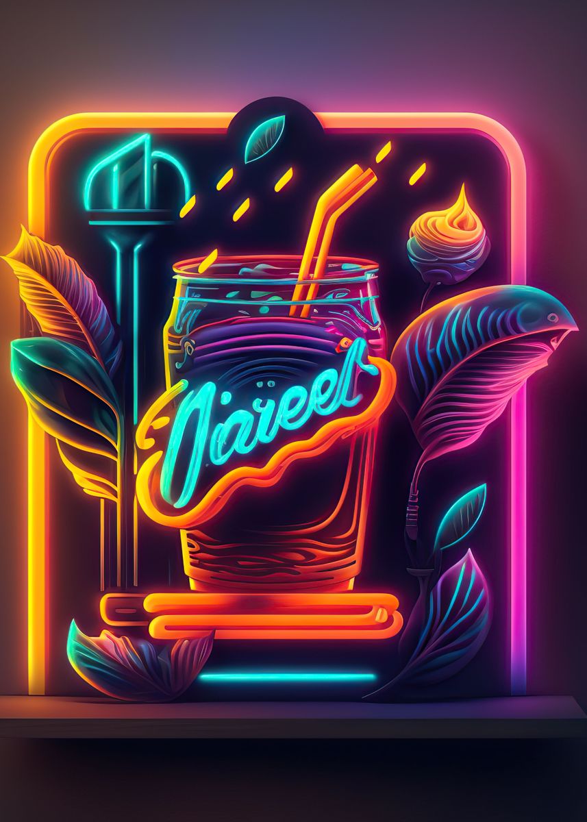 'Neon Food' Poster, picture, metal print, paint by Anime Poster | Displate