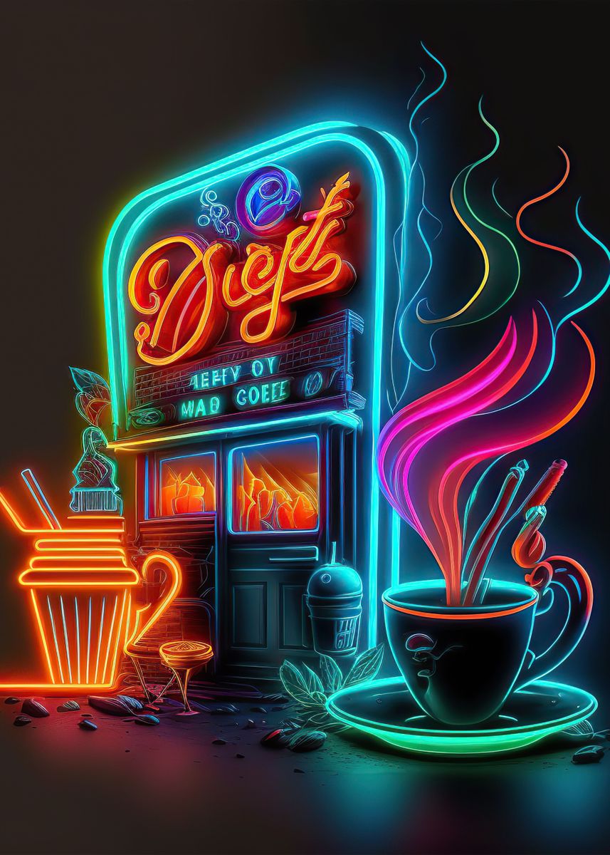 'Neon Food' Poster by Anime Poster | Displate