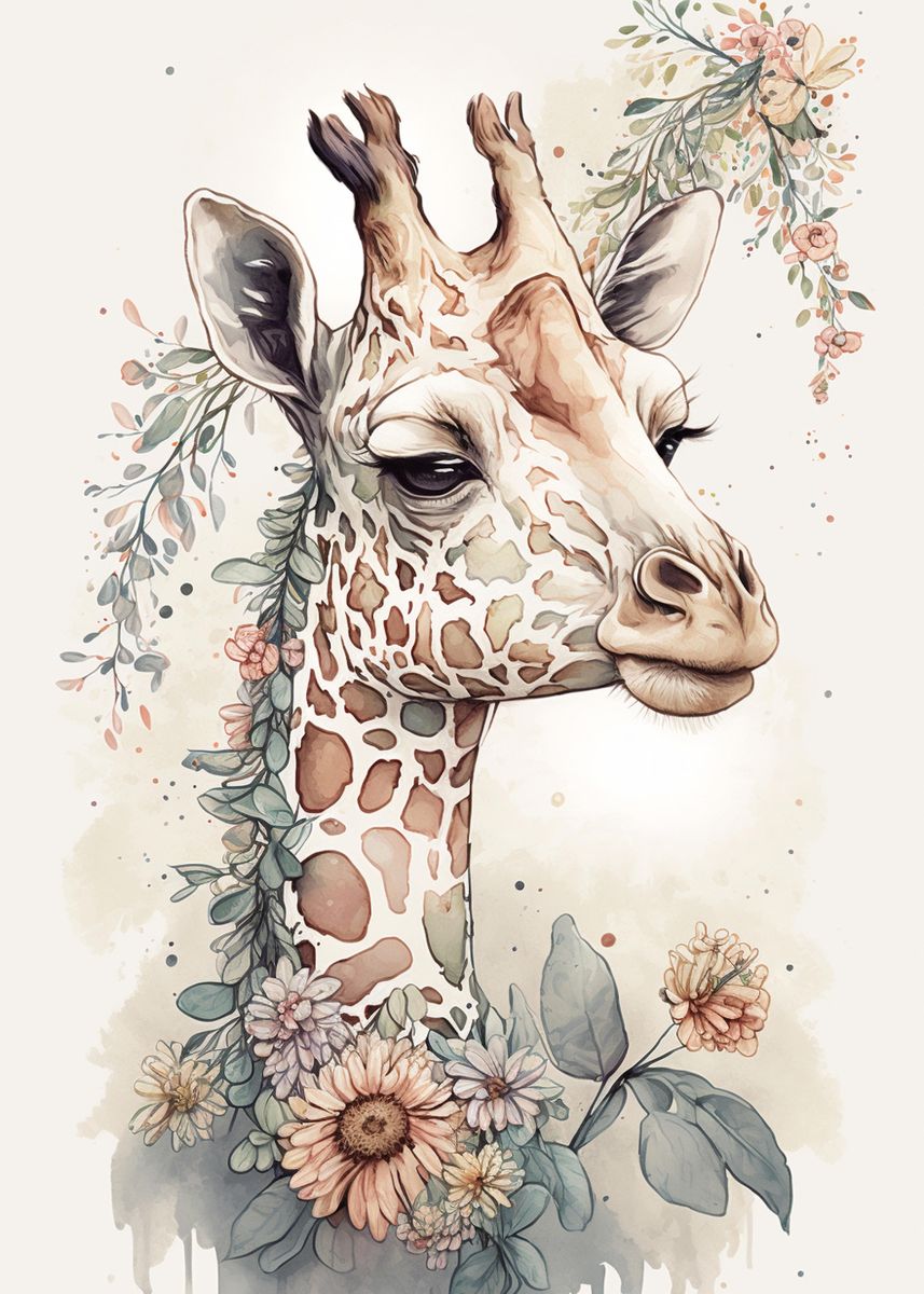 'Giraffe Watercolor Art' Poster, picture, metal print, paint by ...