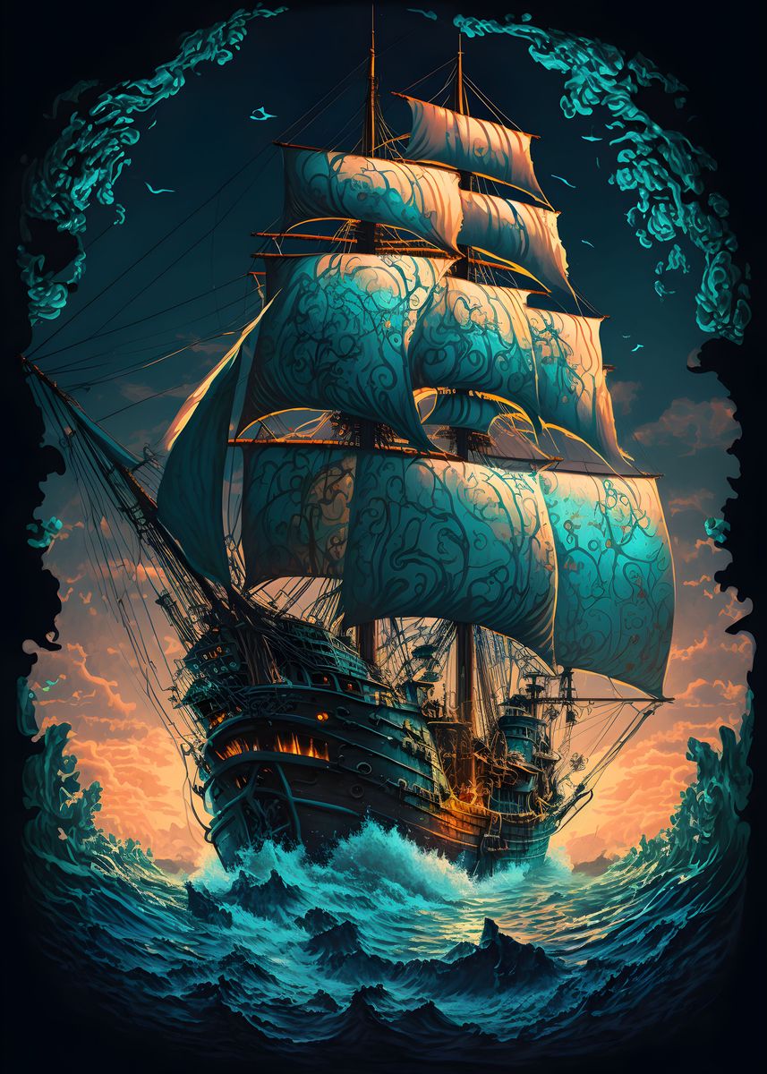'Epic Sailing Ship' Poster, picture, metal print, paint by journeyman ...
