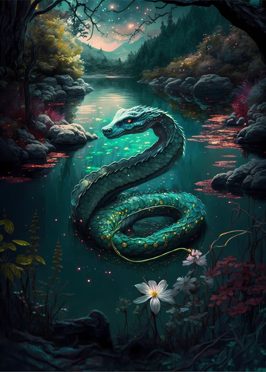 'Snake Popular' Poster, picture, metal print, paint by Kytzia Angell ...