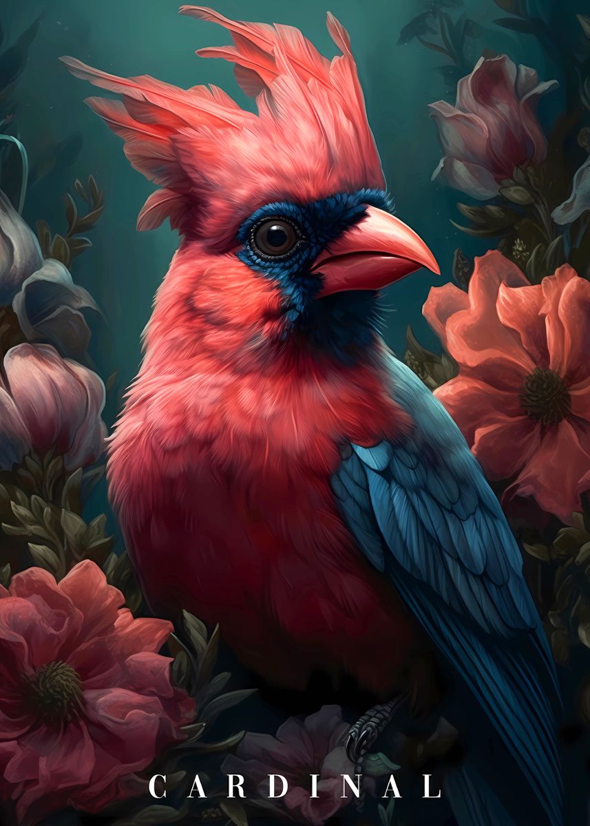 'Cardinal Bird Mythological' Poster by Diyonna Contreras | Displate