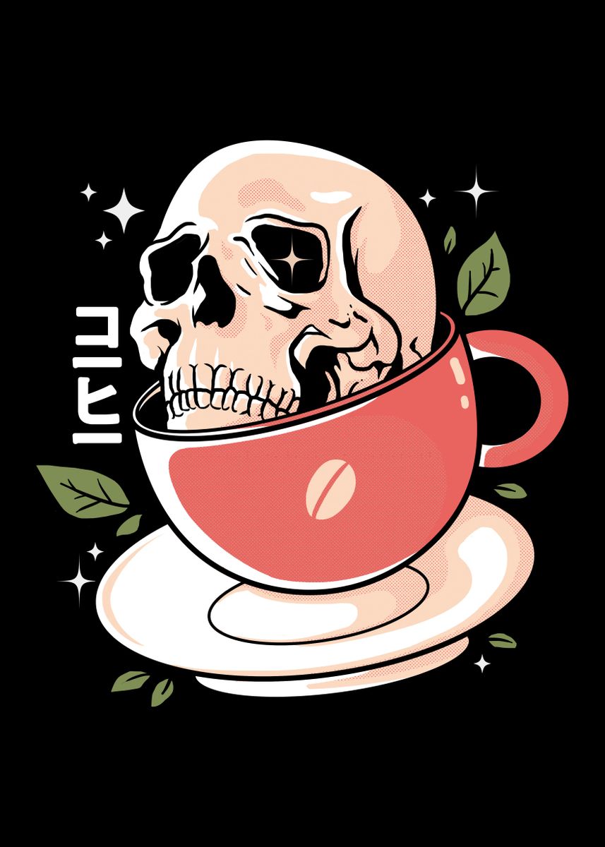 'Skull coffee' Poster, picture, metal print, paint by Eoli Studio ...