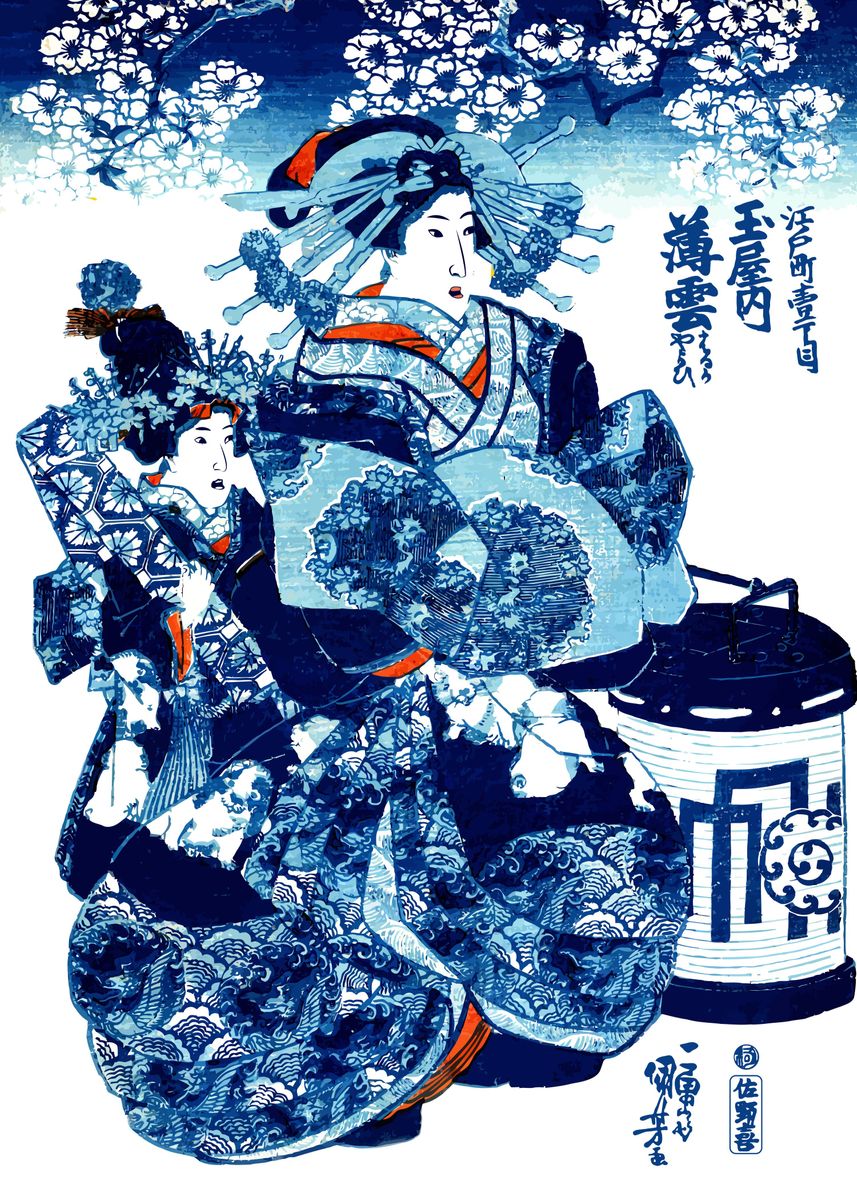 'Women in Blue' Poster, picture, metal print, paint by Long Shot | Displate