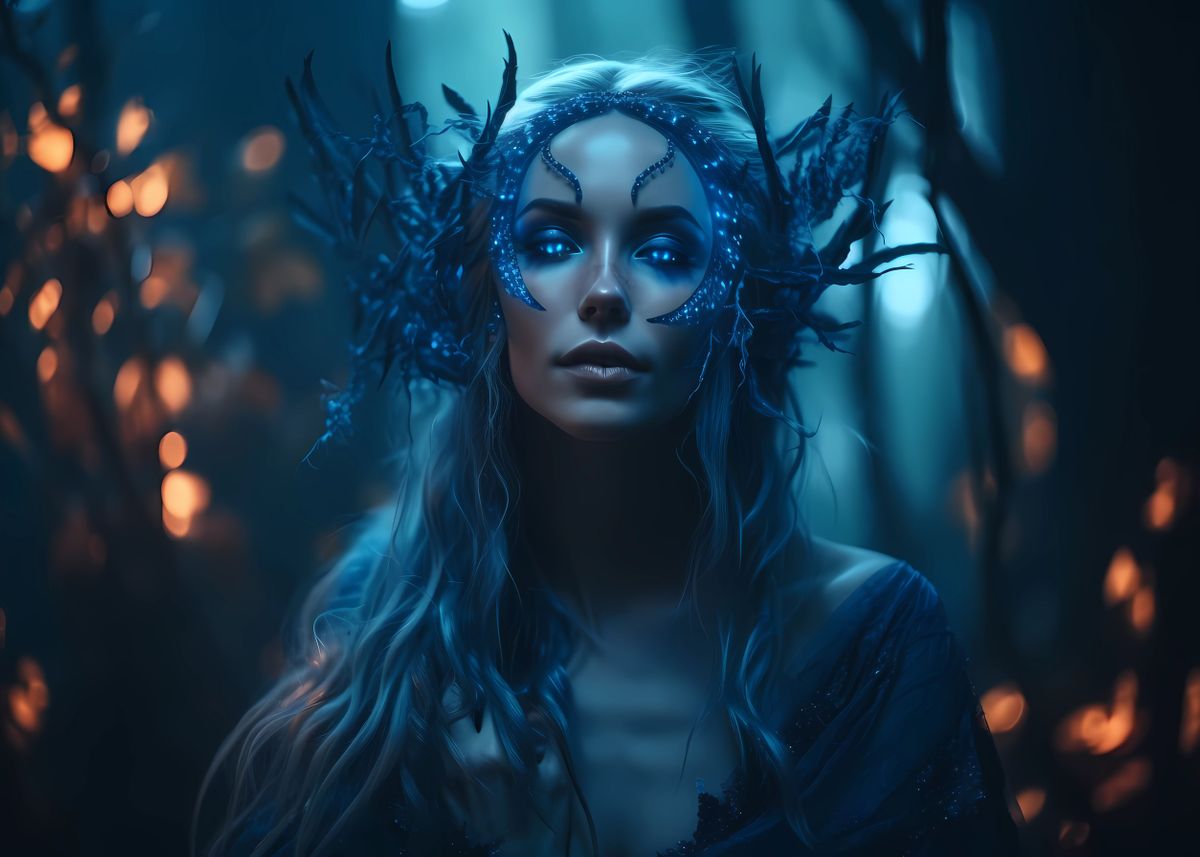 'Beautiful blue fire mage' Poster by Jiri Hodecek | Displate