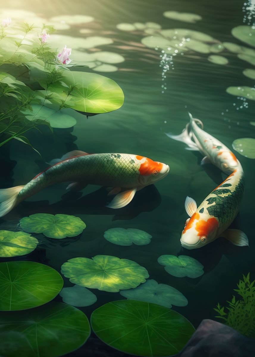 'Beautiful Goldfish swimmin' Poster, picture, metal print, paint by MAD ...