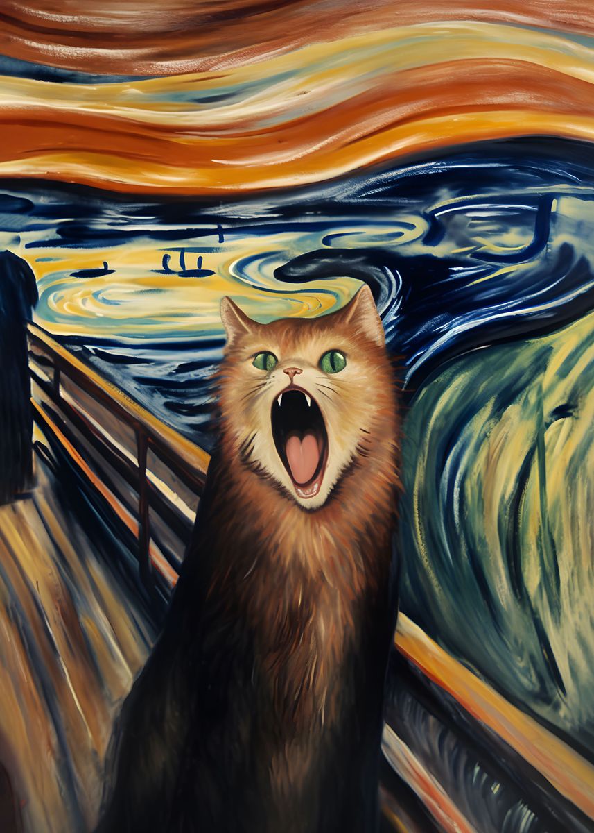 'The Screaming cat' Poster, picture, metal print, paint by CheTatanka ...