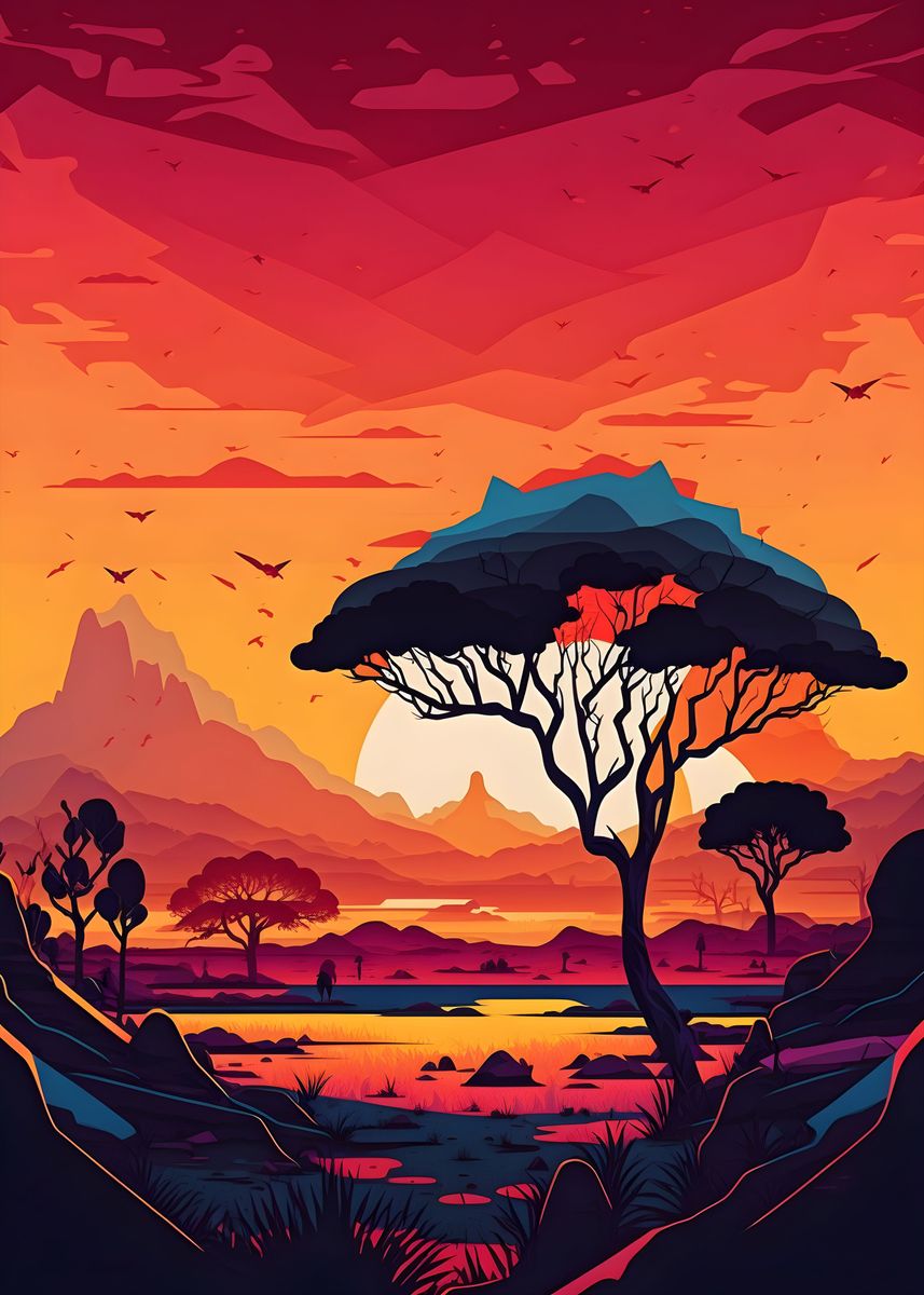 'Colorful of a landscape' Poster, picture, metal print, paint by ...