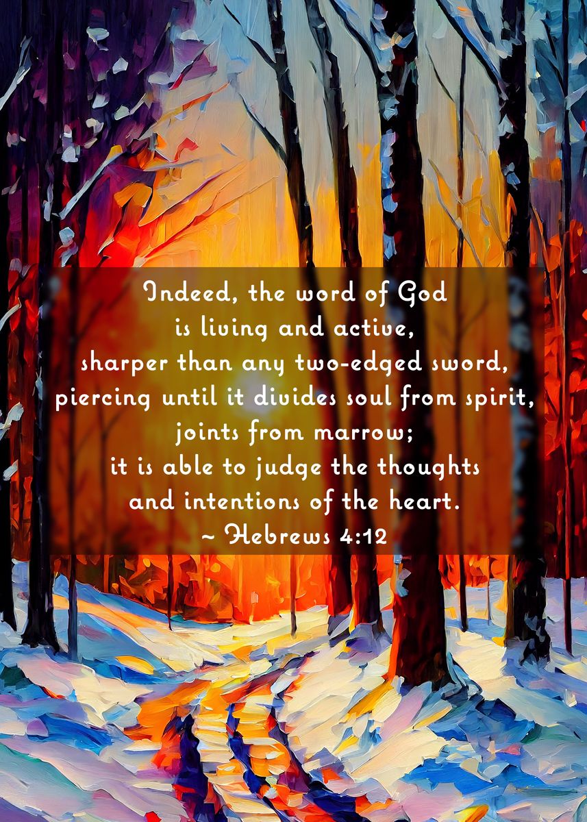 'Hebrews 4 12' Poster, picture, metal print, paint by Sycaid | Displate