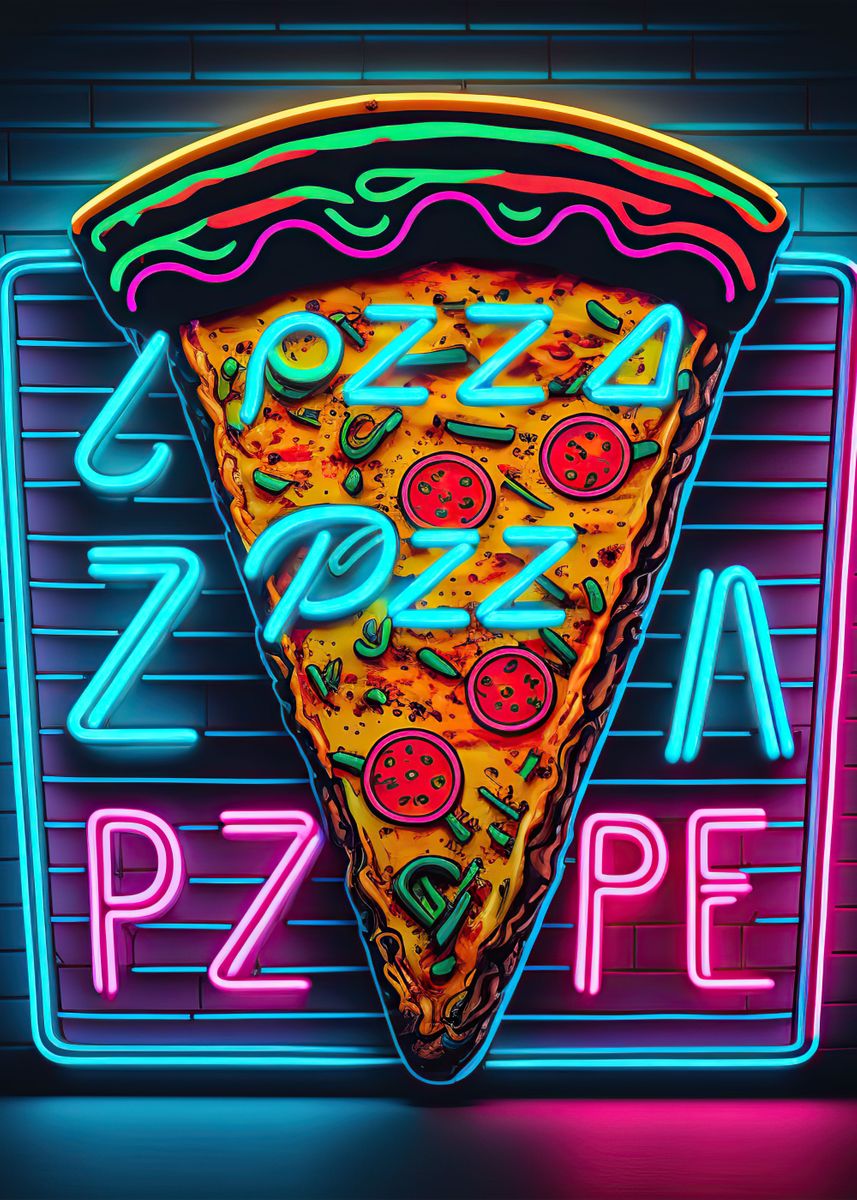 'Neon Food' Poster, picture, metal print, paint by Anime Poster | Displate