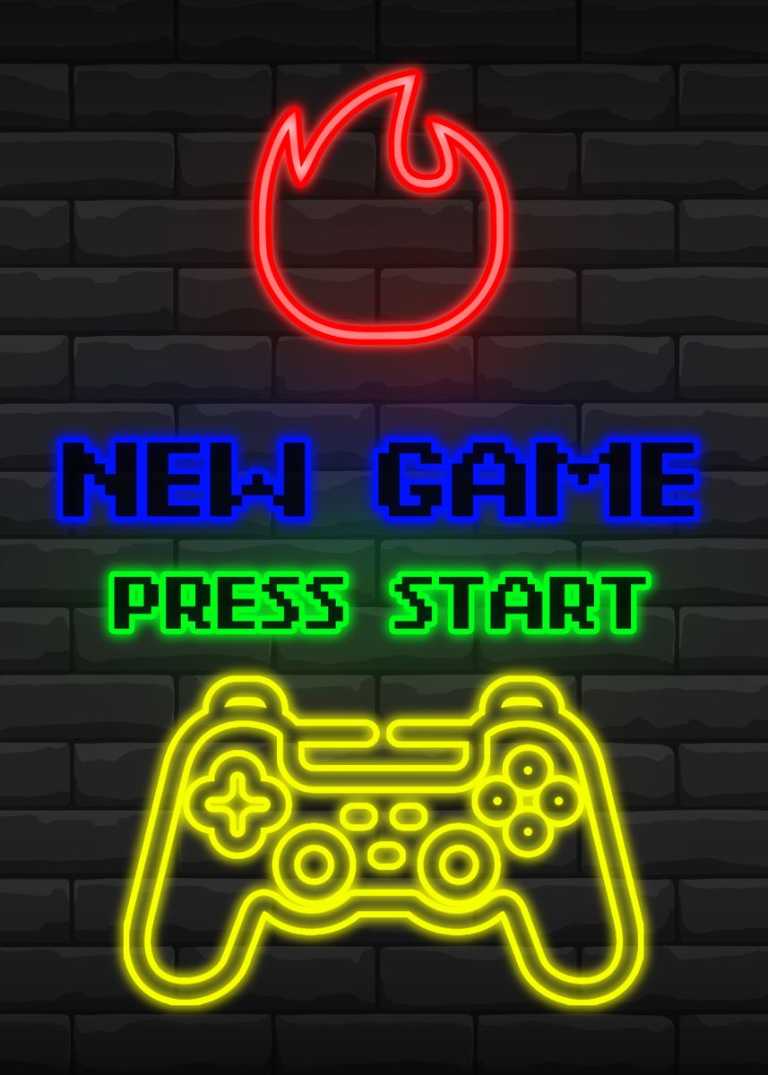 'Gaming Gamer Poster Neon' Poster, picture, metal print, paint by Neon ...