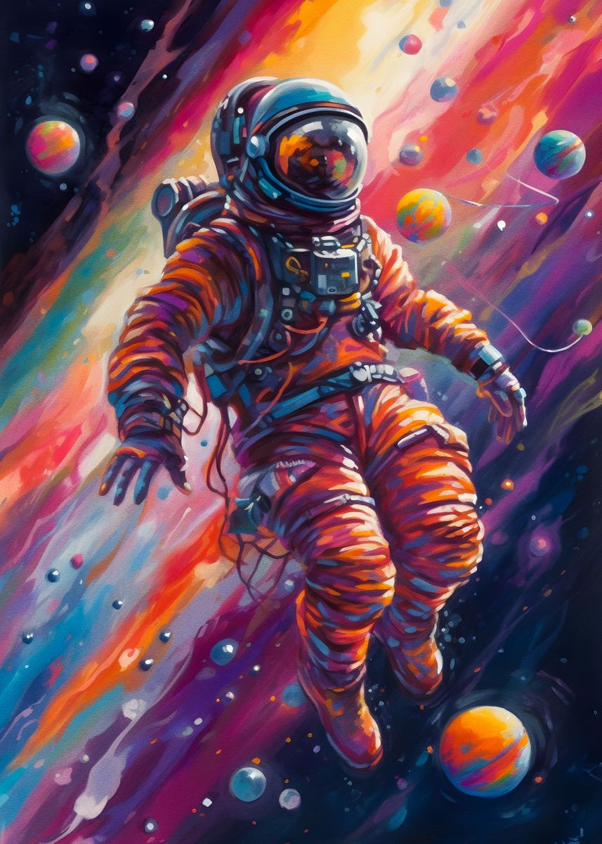 'Astronut colorful paint 2' Poster by Digital Artist | Displate