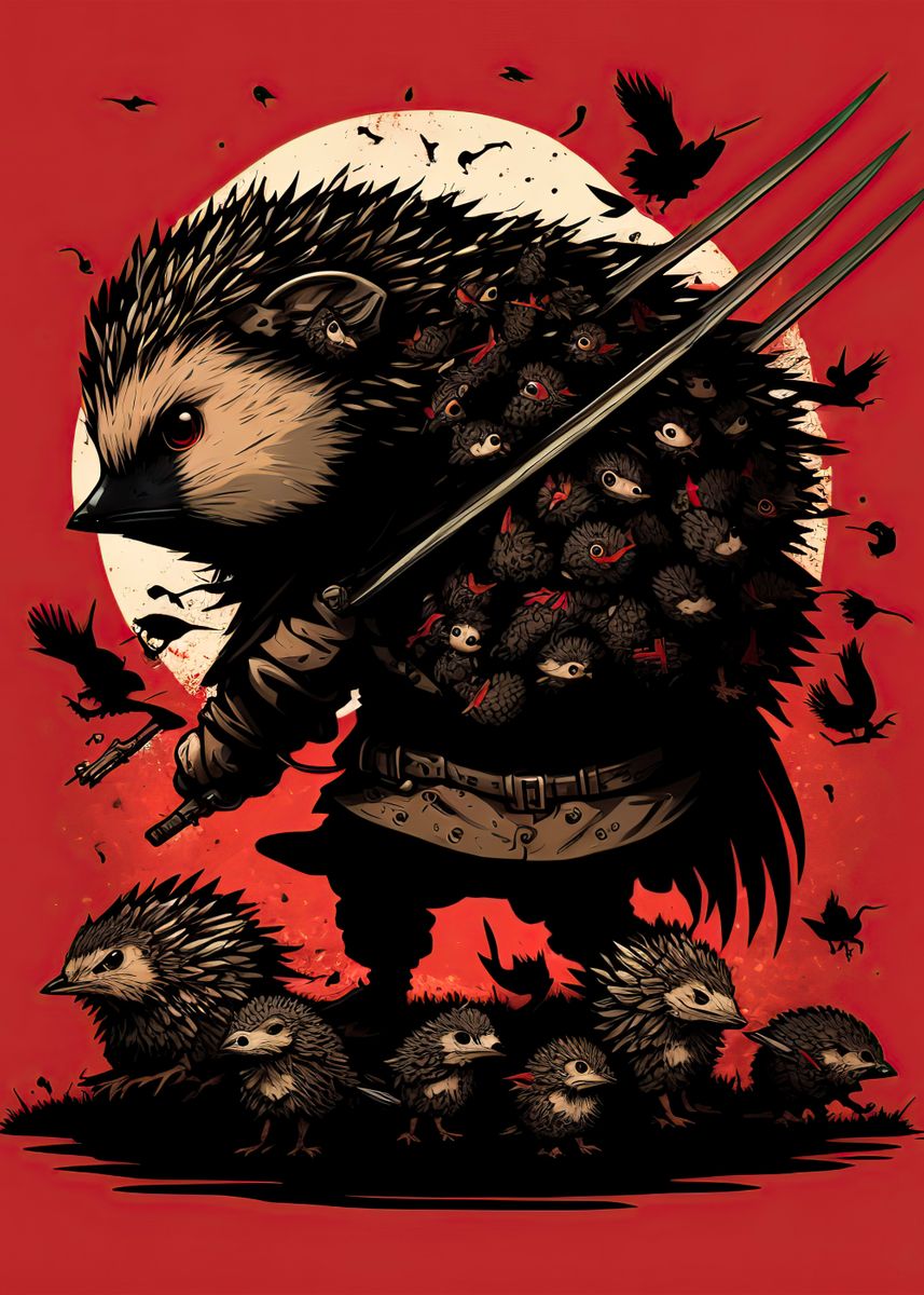 'Hedgehog animal' Poster, picture, metal print, paint by Sohail Rees ...