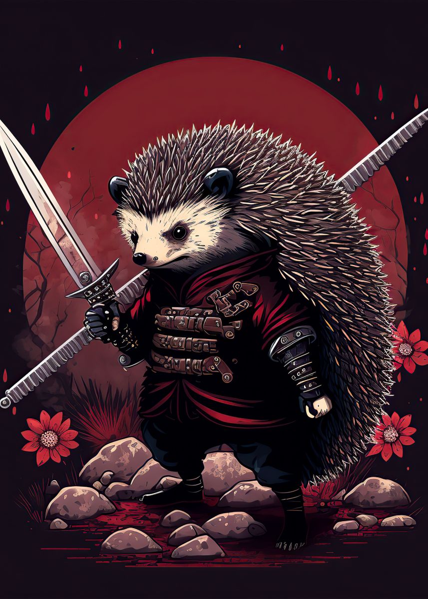 'Hedgehog animal' Poster, picture, metal print, paint by Sohail Rees ...