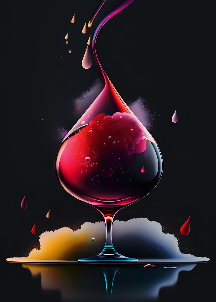 'Wine Meteor Raining' Poster, picture, metal print, paint by ACR ACR ...