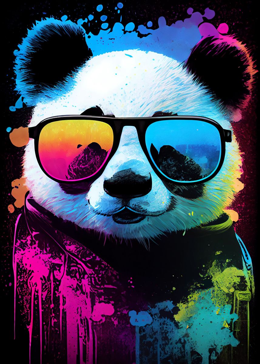 'Panda Animal PopArt' Poster, picture, metal print, paint by ...
