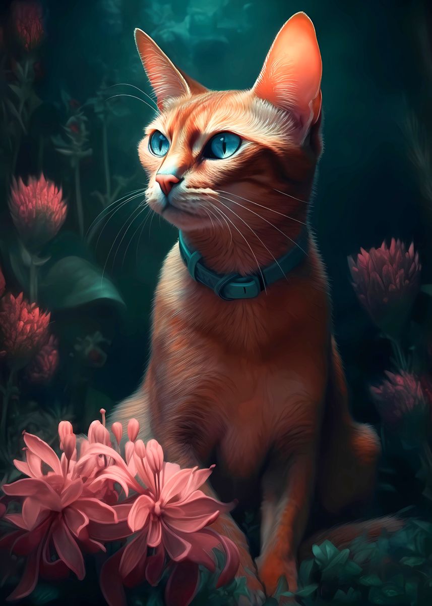 'Abyssinian Cat Magic power' Poster, picture, metal print, paint by ...