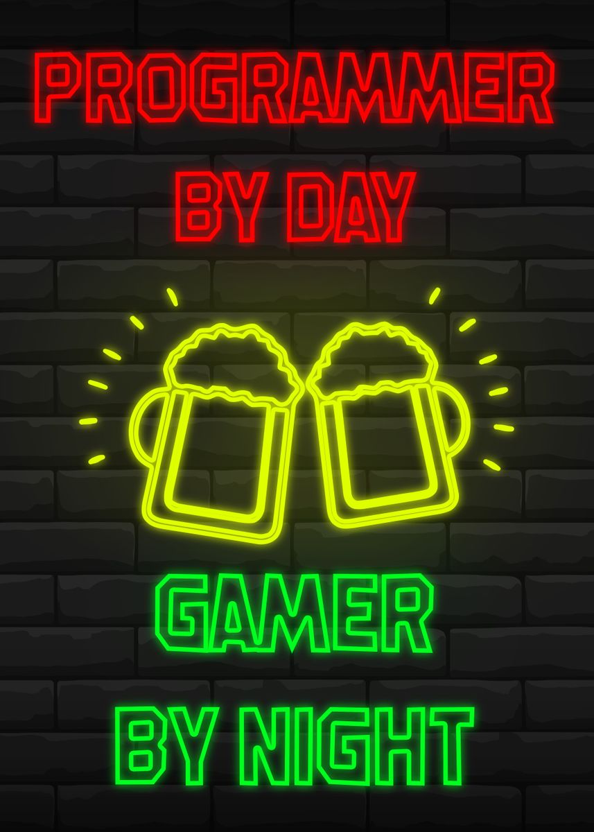 'Gaming Gamer Poster Neon' Poster, picture, metal print, paint by Neon ...