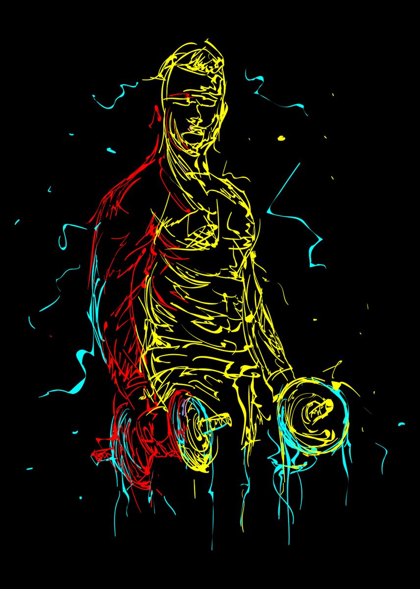 'Man Working Out' Poster, picture, metal print, paint by Trending ...