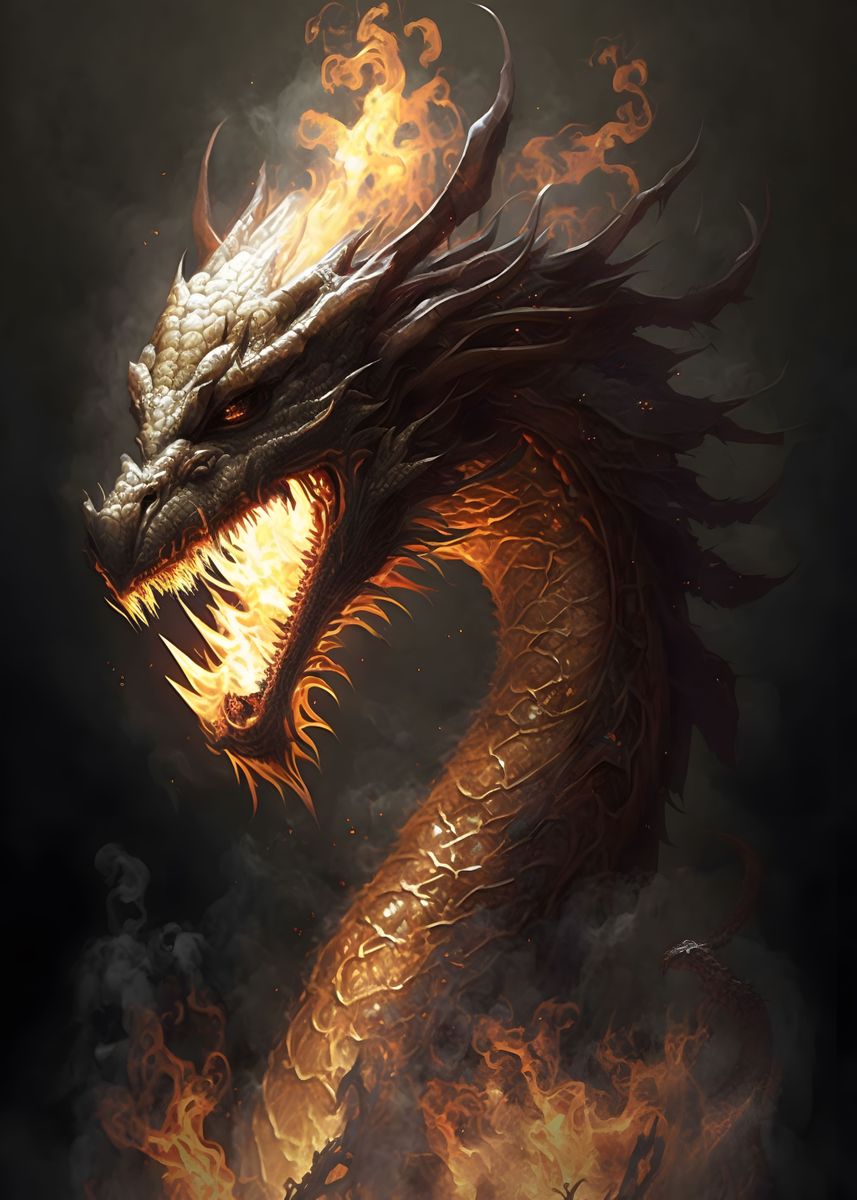 'Chinese dragon' Poster, picture, metal print, paint by CanvasPixelDreams | Displate