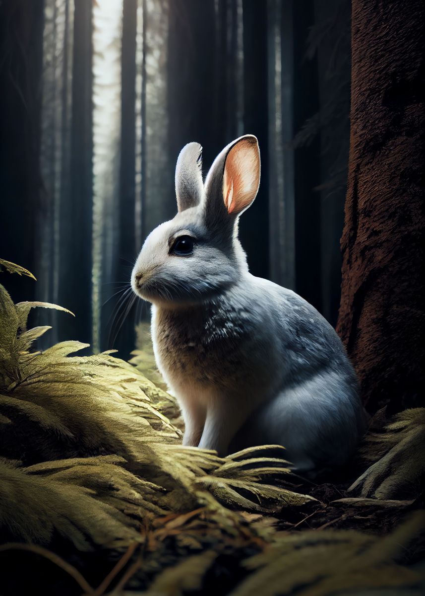 'Rabbit Animal Forest' Poster, picture, metal print, paint by DecoyDesign | Displate